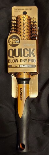 Hairbrush Conair Copper Pro Nylon Bristle Round Hair Brush Small Barrel ...