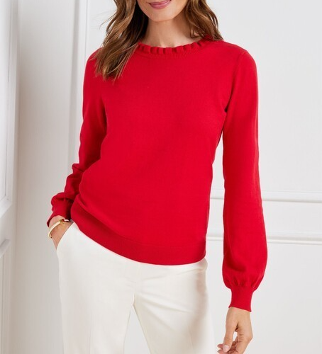 Talbots Ruffle Neck Sweater, Red Pop, Size 1X | eBay