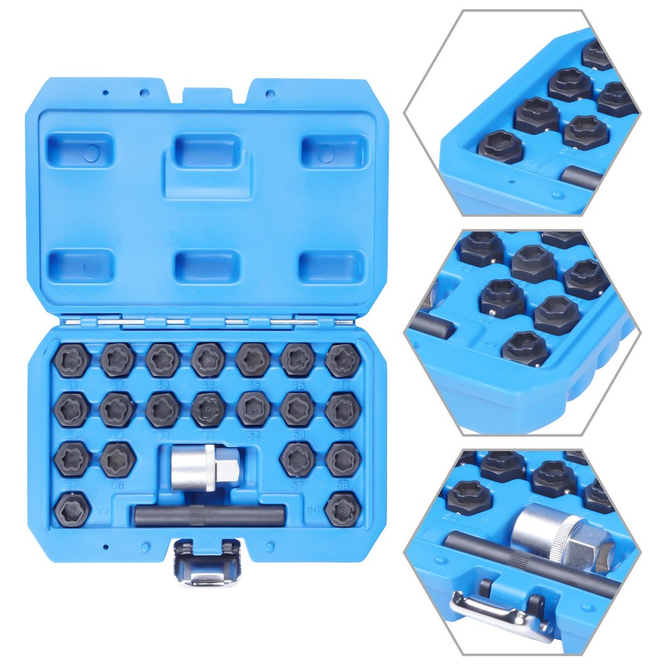 22Pc Universal Wheel Lock Key Removal Kit Locking Lug Nut Master Key ...