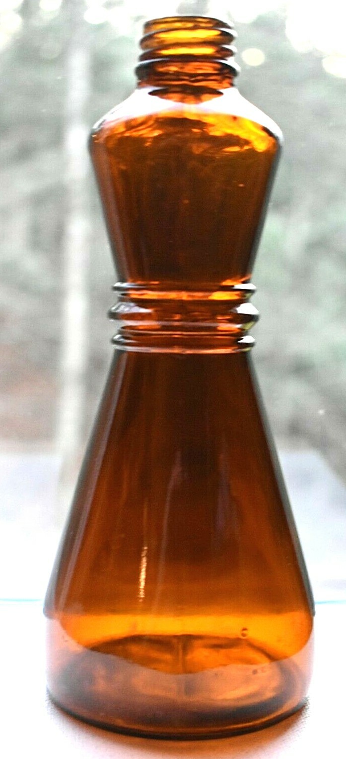 Amber Glass Ringed Middle Hourglass Shaped Bottle Obear Nester N Marked ...