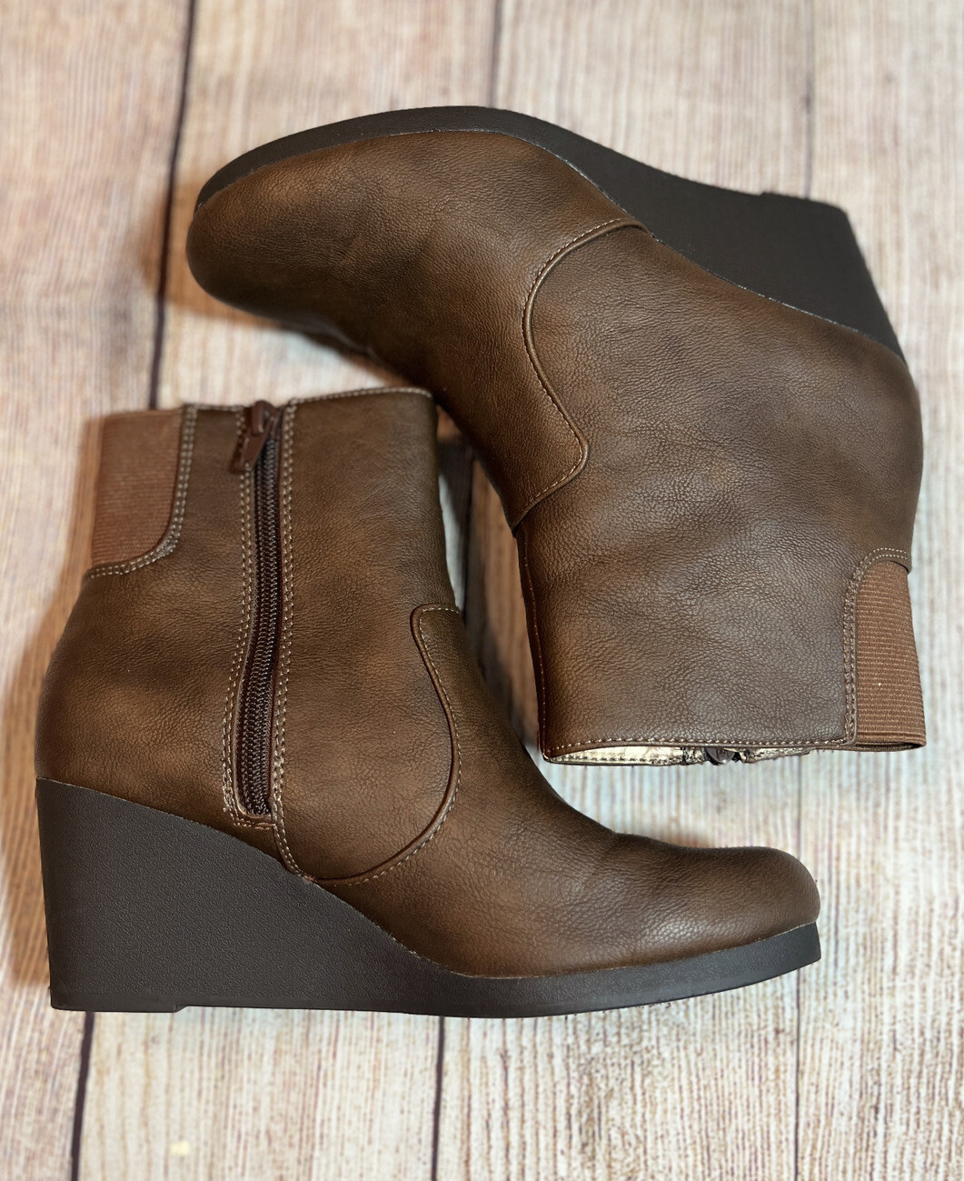 Lifestride Flex ‘Noise’ Womens 6.5 M Ankle Boot Side Zip Rich Brown ...