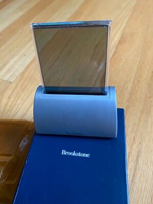 BROOKSTONE 4" Touchscreen SILVER Die-cast Clock time, temperature, date ...