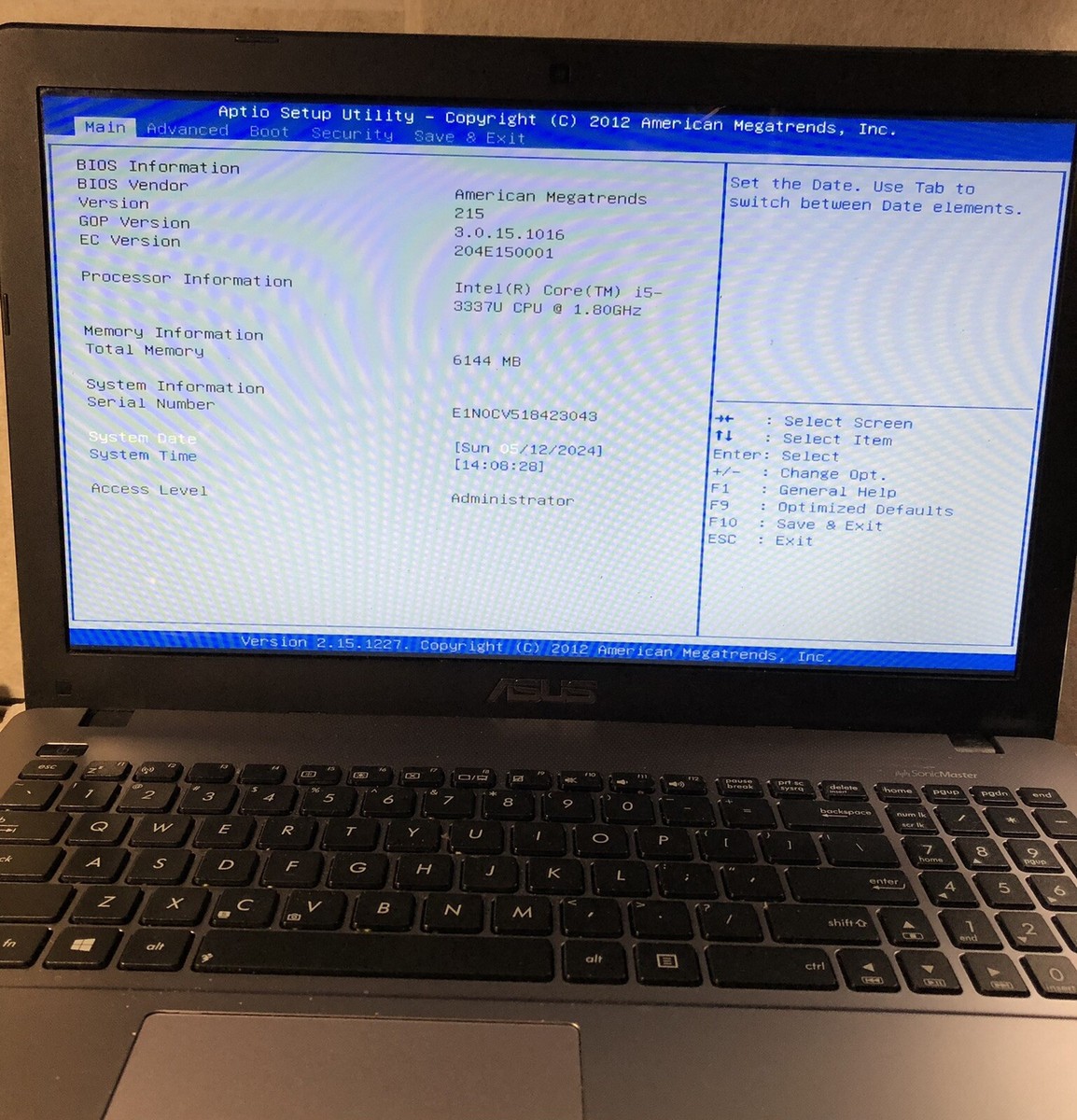 Mode Demploi Asus R510c Asus R510C Notebook PC Laptop Aptio Setup