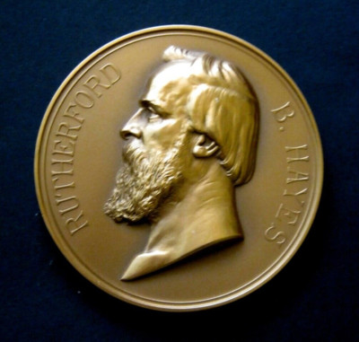 Old President RUTHERFORD B HAYES 1877 Inauguration BRONZE MEDALLIC ART ...