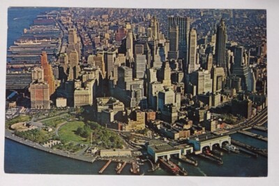 Aerial View Lower Manhattan NYC New York Skyline Bay Piers Alfred ...