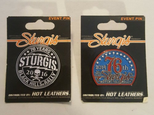 2 Motorcycle Pins Sturgis 2016 Black Hills Rally 76th Hot Leathers ...