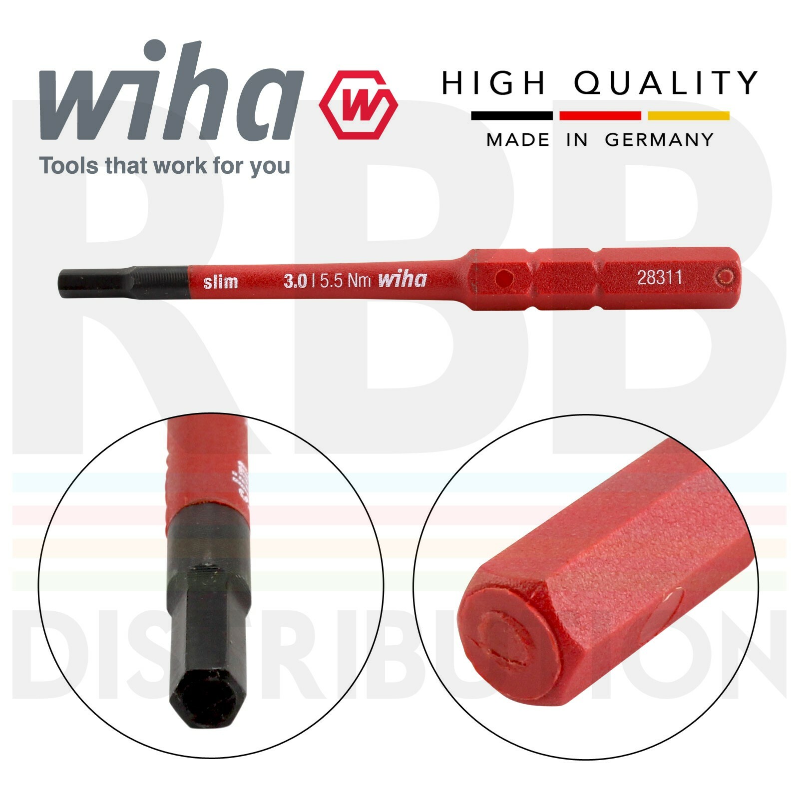 Wiha Slimbit Hex Screwdriver 3mm Hexagon Head 1000v VDE Electrician ...