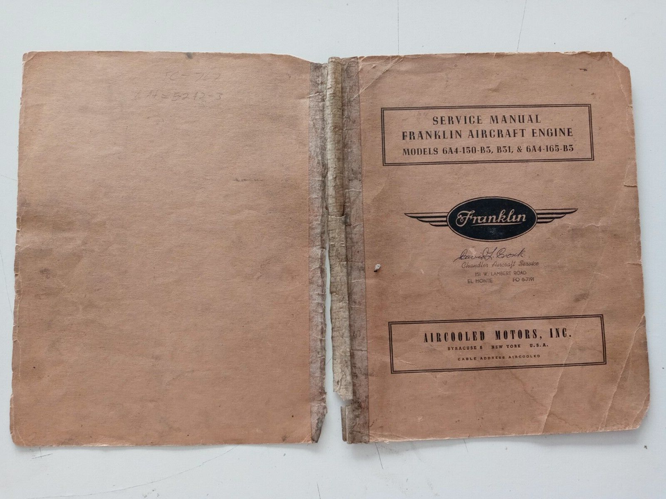 ORIGINAL FRANKLIN AIRCRAFT ENGINE SERVICE MANUAL 6A4 SERIES | eBay