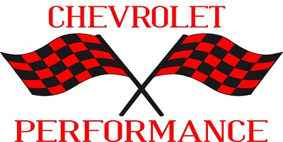 CHEVROLET PERFORMANCE with Racing Flags decal - 2 color decal 6"w x 3"h ...