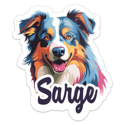 Australian Shepherd Dog Sarge Name Car Bumper Sticker Waterproof Vinyl ...