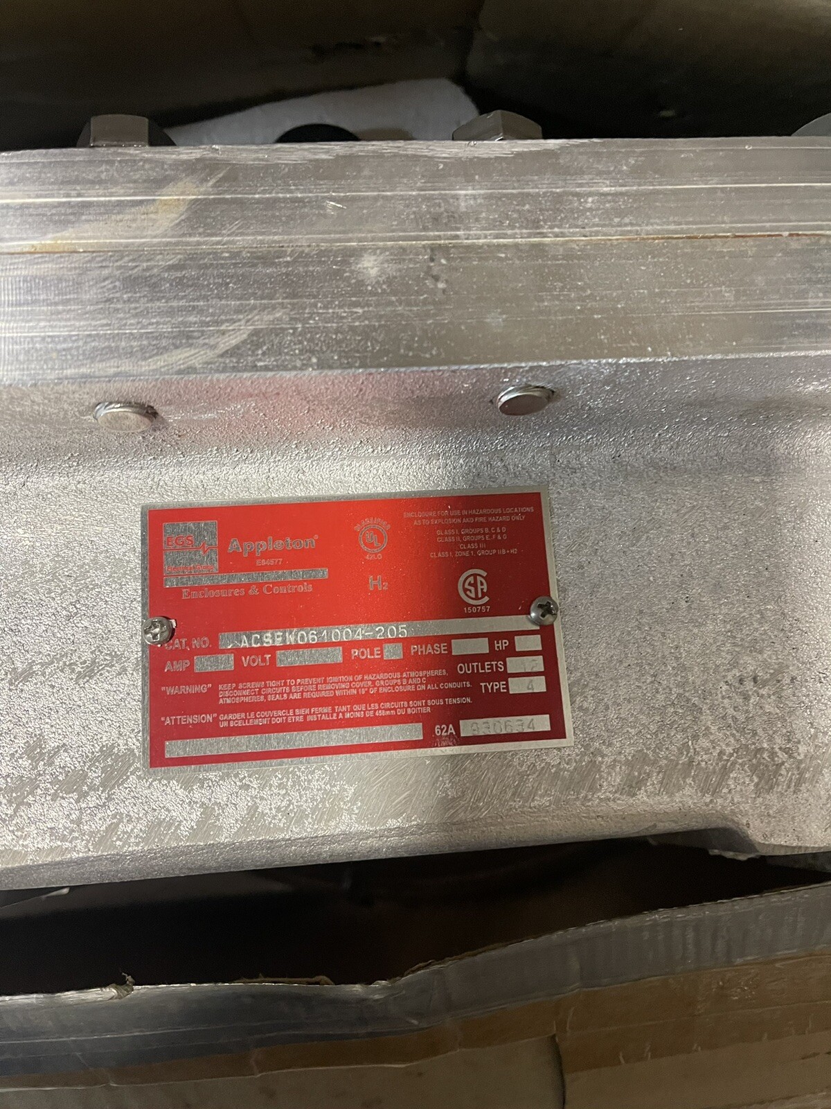 Appleton explosion proof enclosure Start/Stop Open,Close, E-stop ...