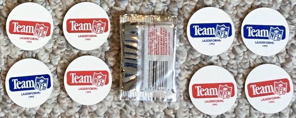 (8)1993 Laserform Pog/Milk/Bottle Caps + Sealed pack Patriots Chiefs ...
