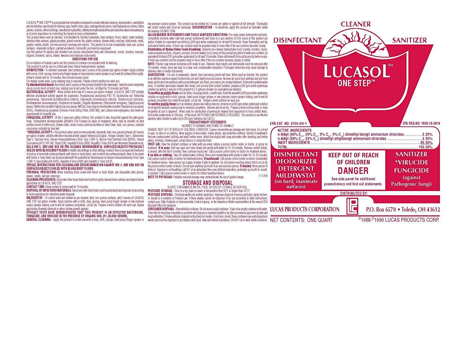 Lucasol One Step Hospital Grade Disinfectant - Gallon | eBay