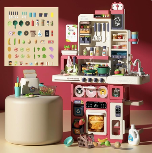Kit- Kitchen Playset Pretend Food - Toy Accessories Set W/Real Sounds ...