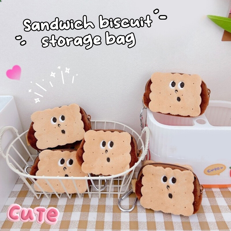 Plush Chocolate Biscuit Coin Purse Keychain Pendant Portable Headphone ...