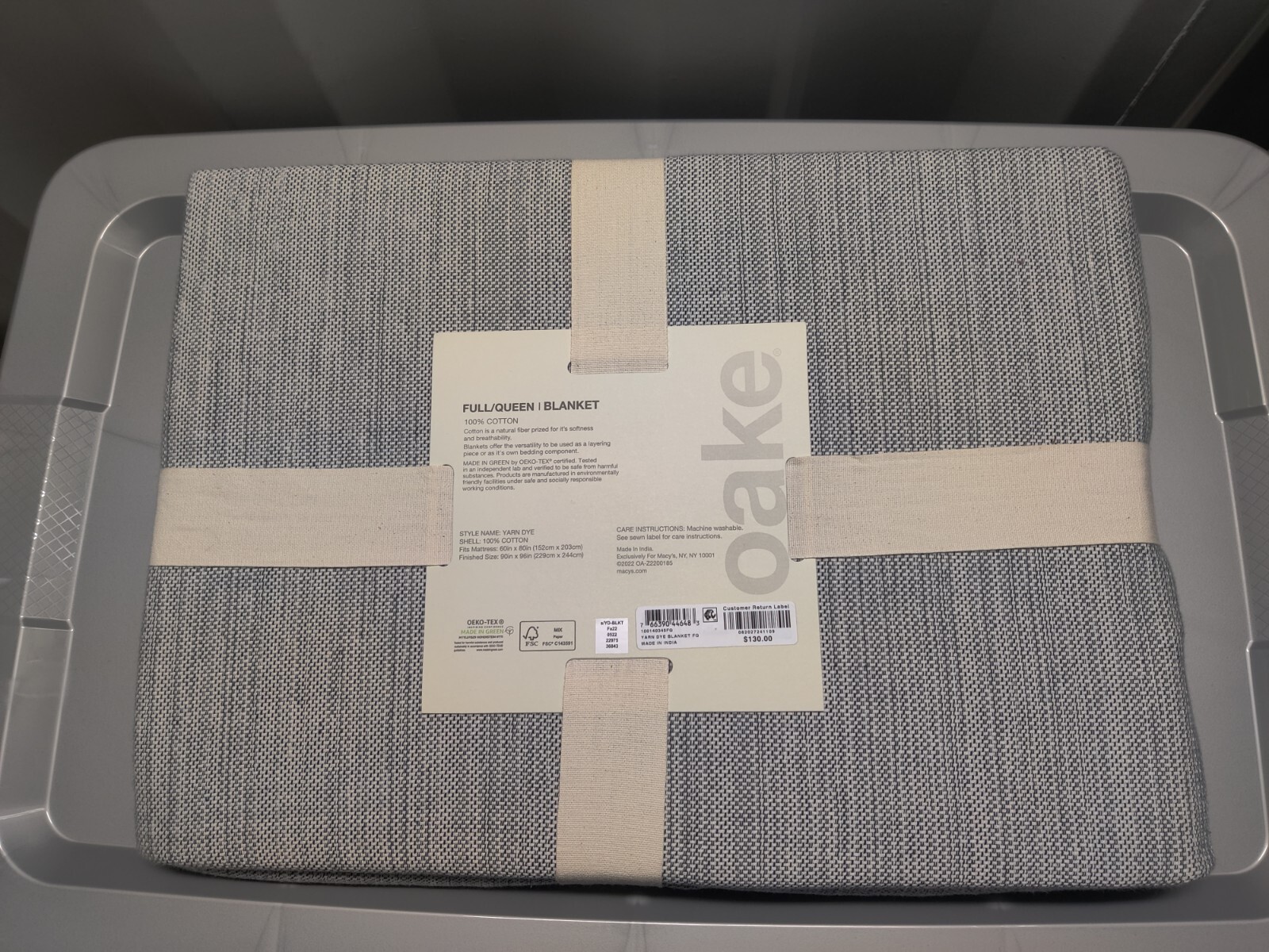 Oake Yarn Dyed Cotton Full/Queen Blanket Bisque/Quartz for sale online ...