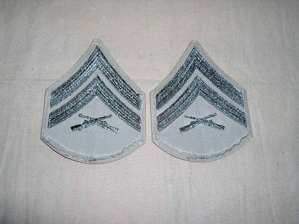 Early Vietnam USMC corporal chevron pair forrest on fold over khaki ...