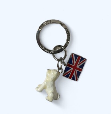 HARRODS KEYCHAIN GLAG AND WHITE DOG METAL | eBay
