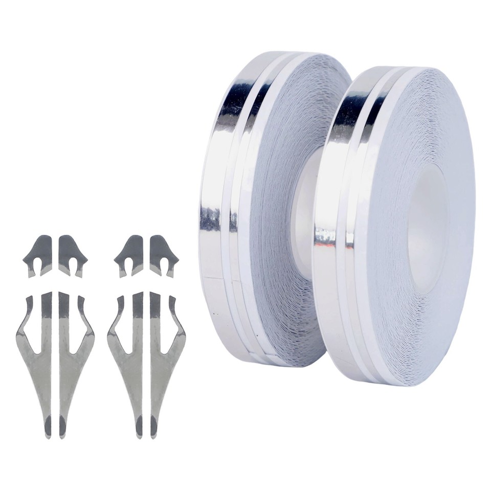 2pc Silver Stripe Pin Stripe Tape Decal Vinyl Streamline Line Car ...