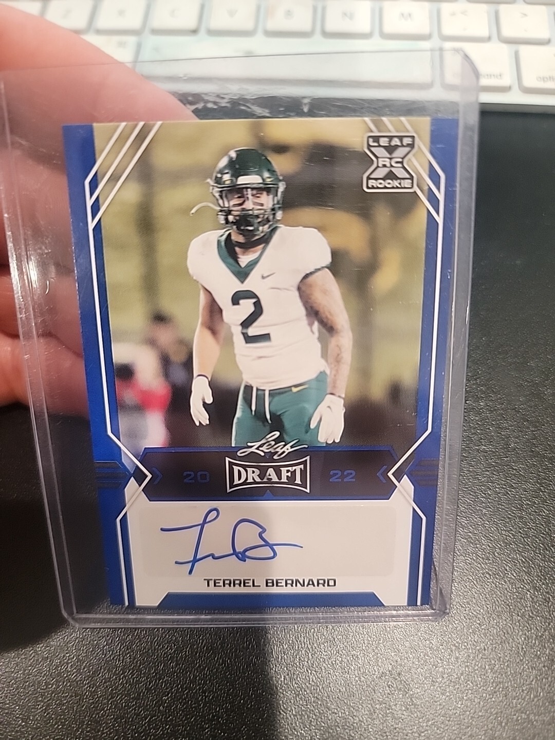 2022 Leaf Draft Blue Auto Terrel Bernard RC Rookie BA-TB1 Baylor Bears ...