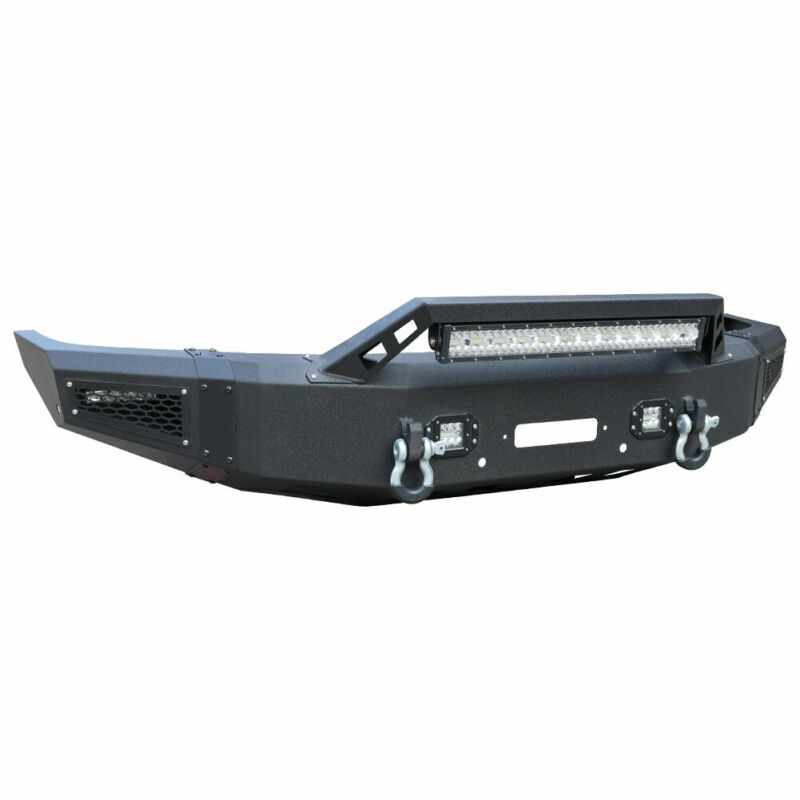 Fits 2019-2022 Dodge Ram 1500 Black Steel Front Bumper with 4xLED ...