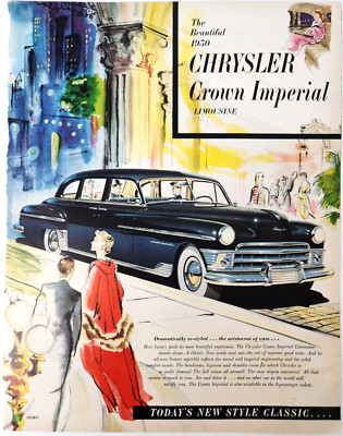 Crown Imperial Limousine Vintage 1950 Car Ad Chrysler Motors Magazine ...