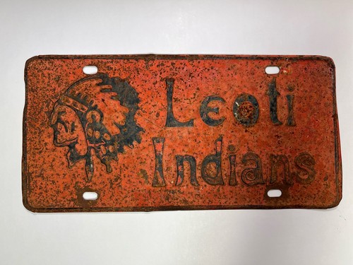 Vintage License Plate Leoti Indians | eBay