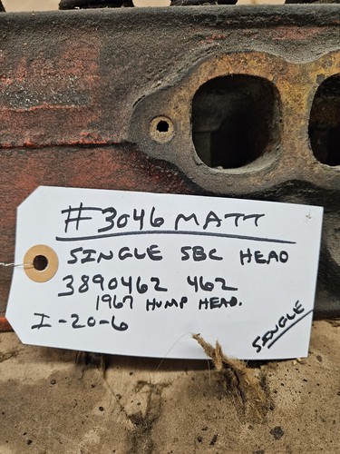 1967 SBC Small Block Chevy 327 Head 3890462 462. Dated I-20-6. One ...