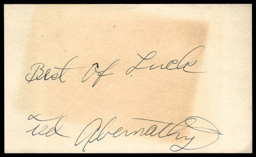 Ted Abernathy hand signed Index Card -Deceased -Baseball -Cubs ...