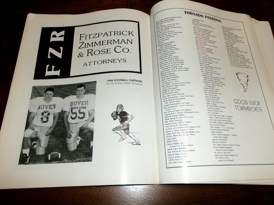 1996 DOVER OHIO HIGH SCHOOL TORNADOES FOOTBALL PROGRAM VS MEADOWBROOK ...