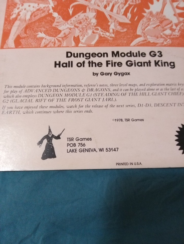 1978 Advanced Dungeons & Dragons G3 Hall of the Fire Giant King 9018 ...