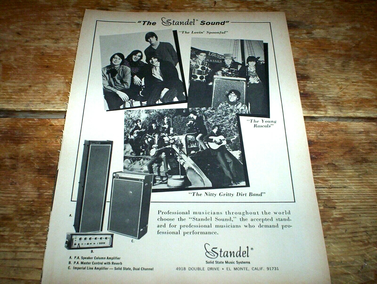 STANDEL AMPS ( RASCALS / LOVIN' SPOONFUL ) ORIG 1967 U.S. Vintage PROMO ...