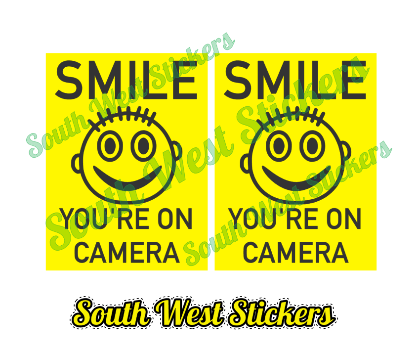 Smile your on camera stickers CCTV Security 130mm x 2 | eBay