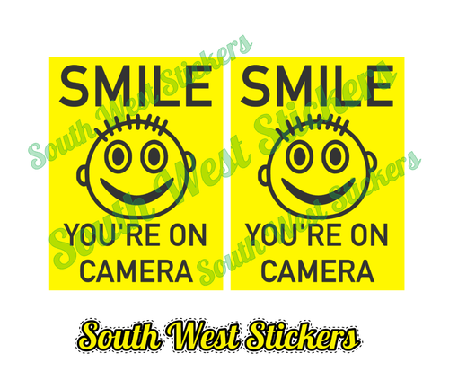 Smile your on camera stickers CCTV Security 130mm x 2 | eBay