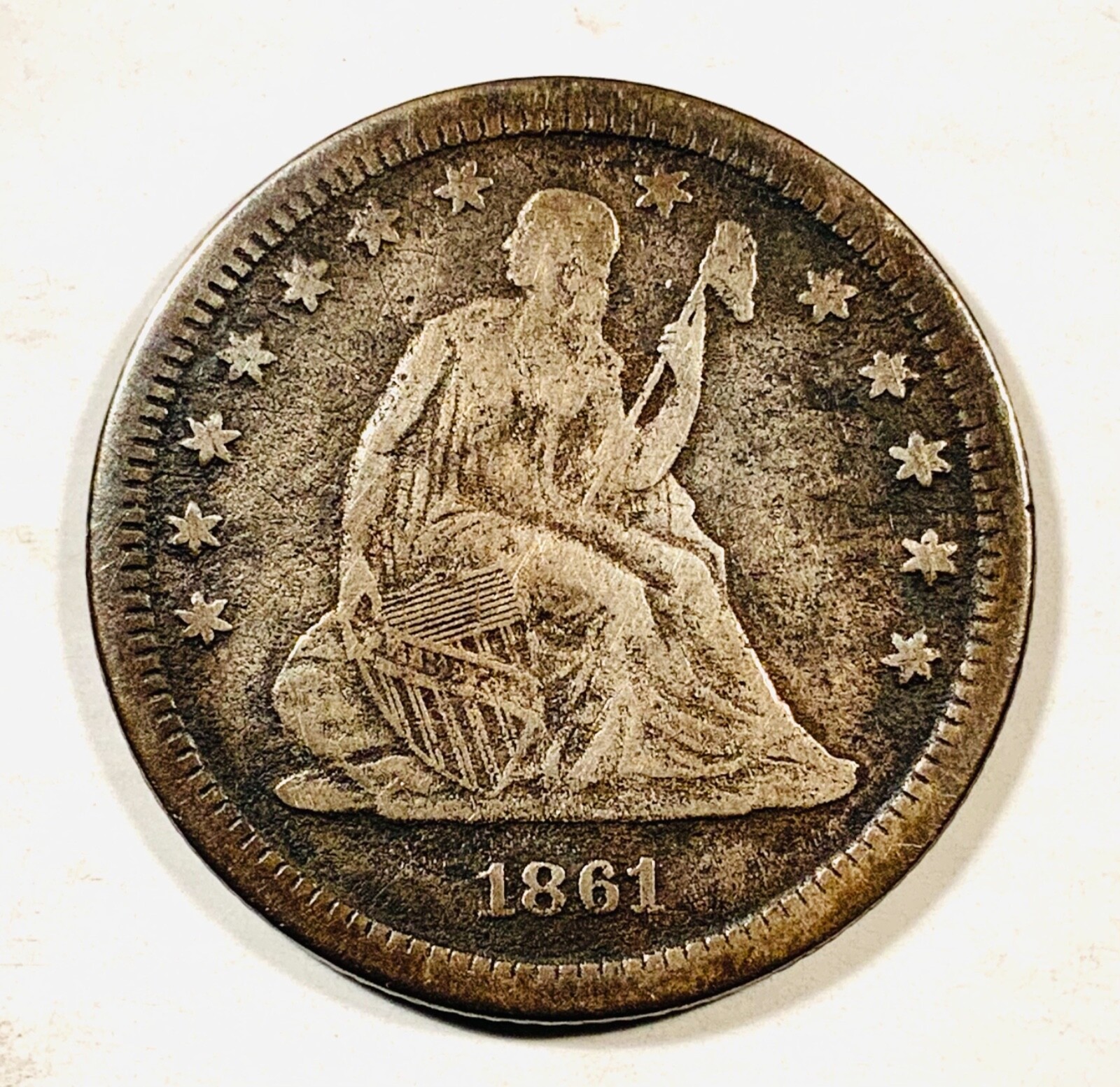 1861-S Liberty Seated Quarter F/VF UNCERTIFIED obverse corrosion ...