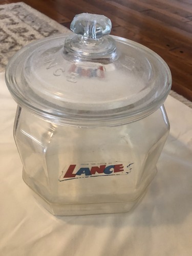 Vintage Lance Cracker Cookie Jar Store Display Jar 8 sided w/Glass ...