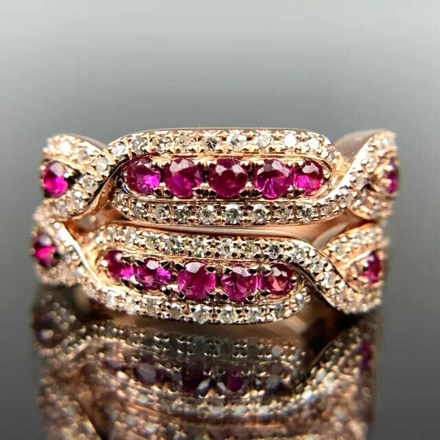 For Her 14k Rose Gold Over 2Ct Round Simulated Ruby & Diamond Small ...