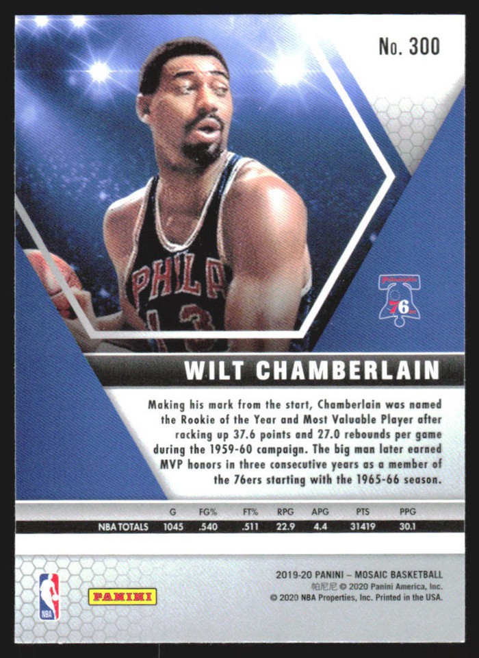 2019 Panini Mosaic Wilt Chamberlain #300 MVP Philadelphia 76ers 1U | eBay
