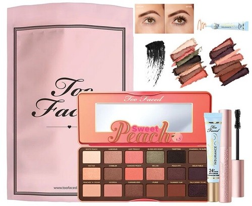 TOO FACED 3 piece sweet peach eye set ( palette, primer, mascara ) NEW ...