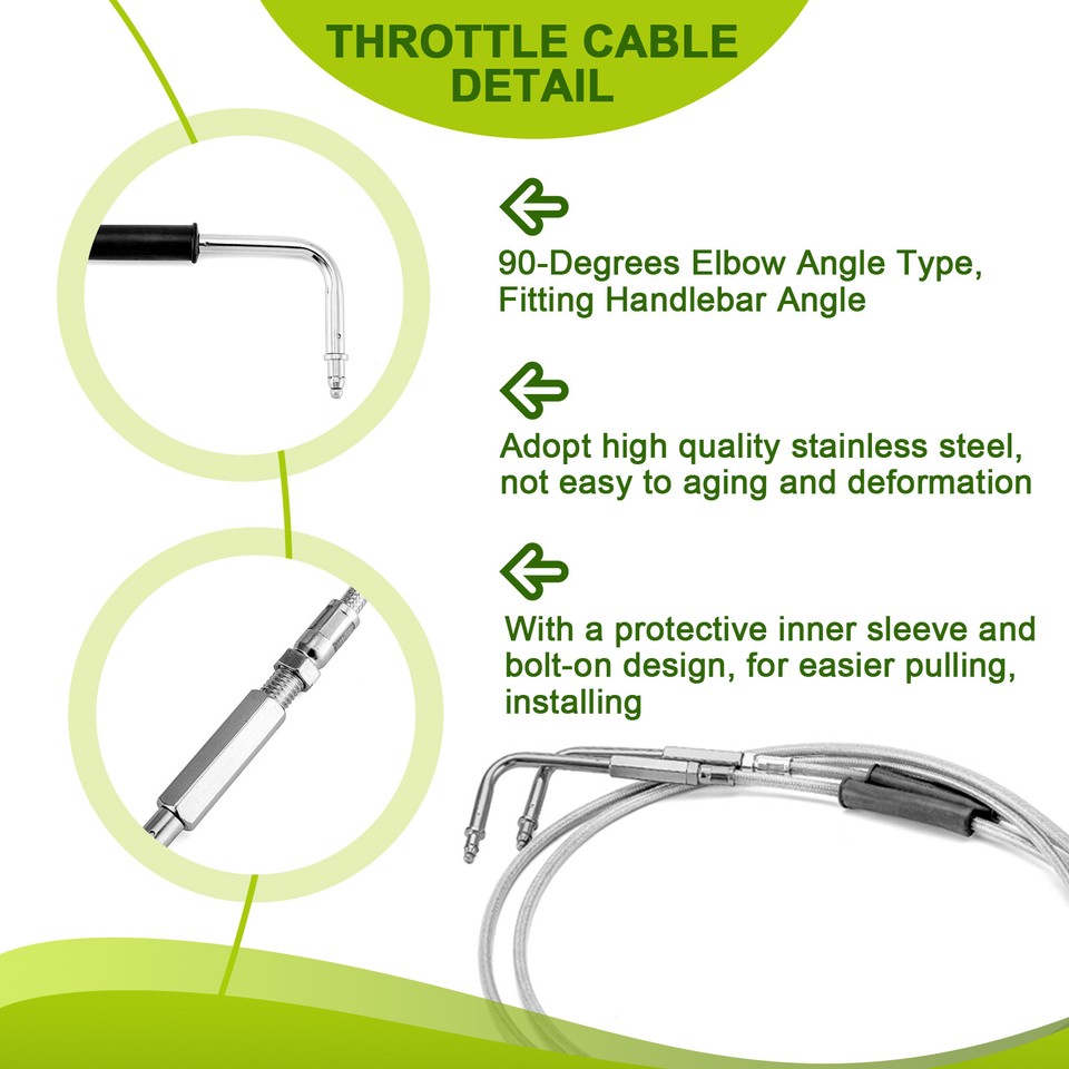 MOFUN 12" 14" Handlebar Extended Cable Kit For Harley Sportster XL883L ...