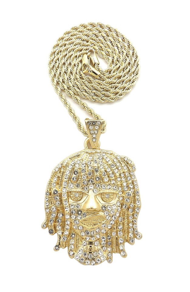 Hip Hop Lil Pump Portrait Pendant & 24" Box, Rope, Cuban Chain Hip Hop ...