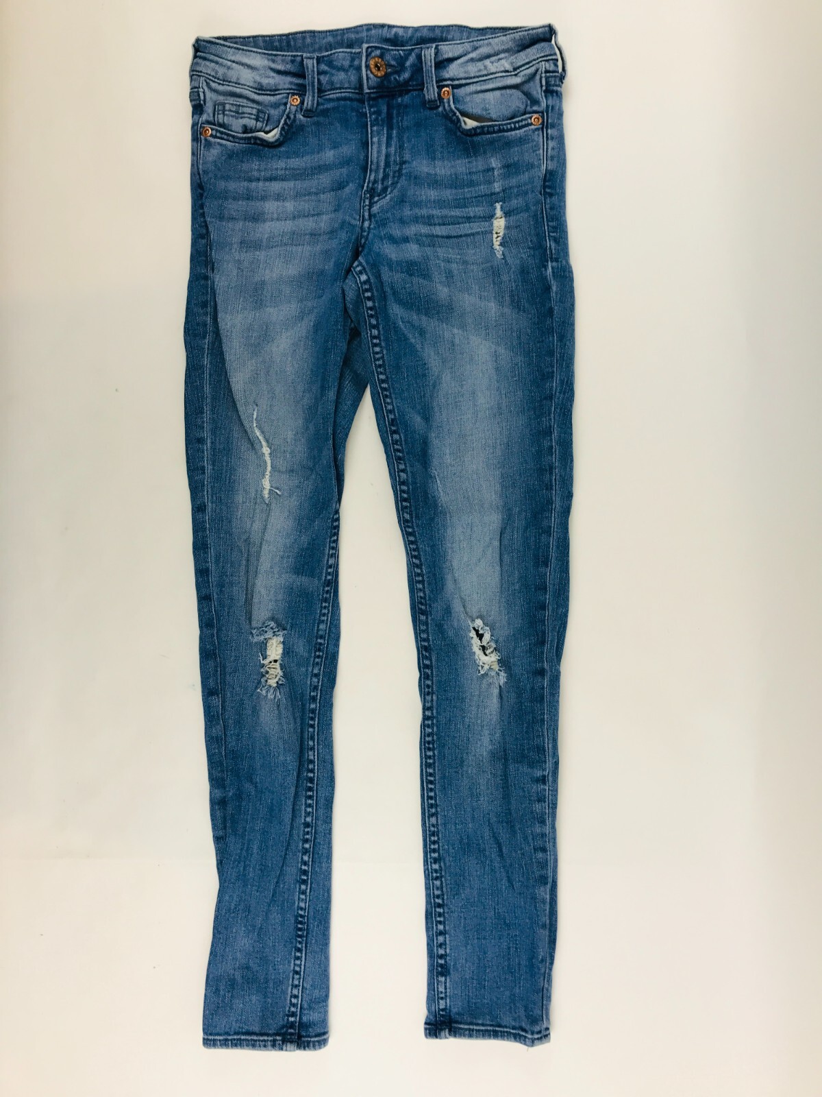 H&M DIVIDED Jeans Women's Size 6 Low Rise Distressed Long Skinny Denim ...