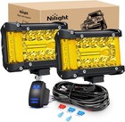 Nilight Side Shooter LED Light Bar 2PCS 4.3 Inch Triple Row Spot Flood ...