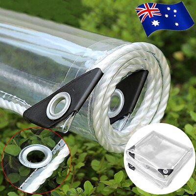 Waterproof Clear Tarpaulin Tarp with Grommets Heavy Duty PVC Patio ...