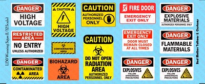 Warning Signs Waterslide Decals for 1/12 scale (6 inch) action figure ...