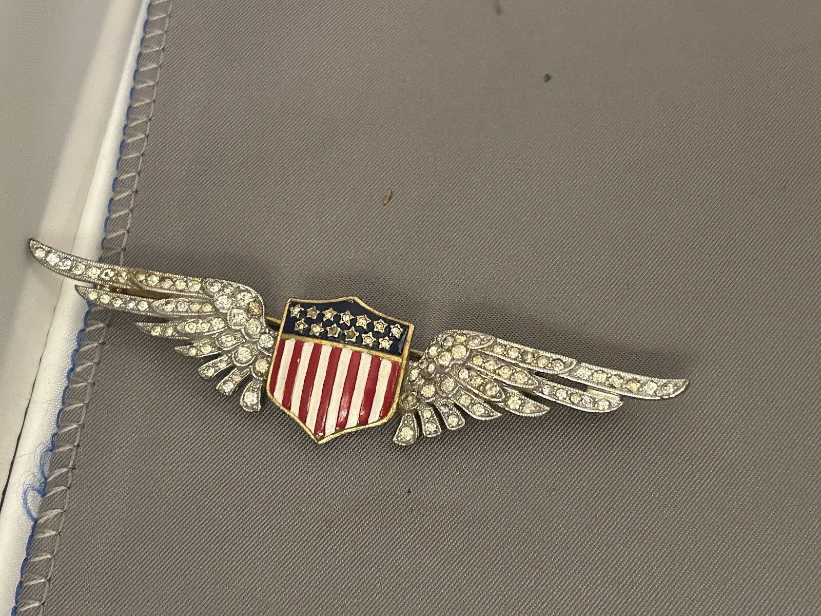 1940 Alfred Philippe TRIFARI Patriotic Rhinestone Ena… - Gem