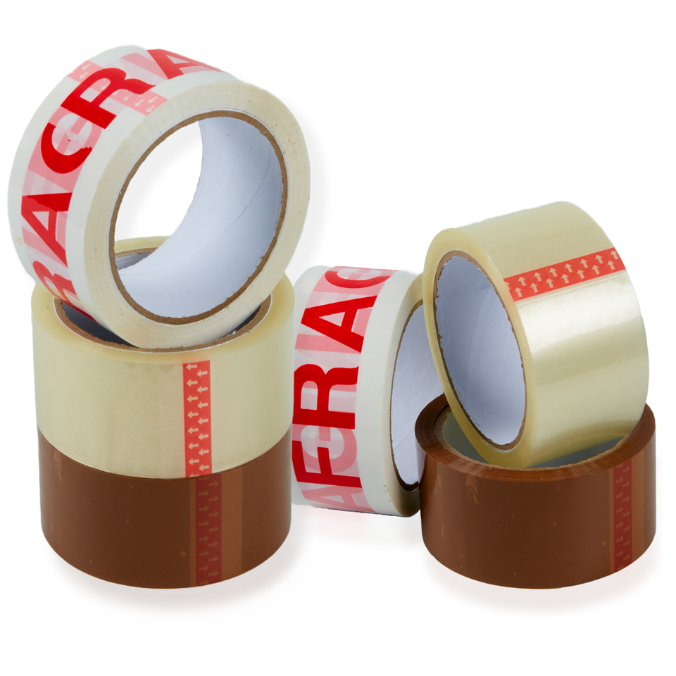 LONG LENGTH PACKING TAPE STRONG - BROWN / CLEAR / FRAGILE 50mm x 66M ...
