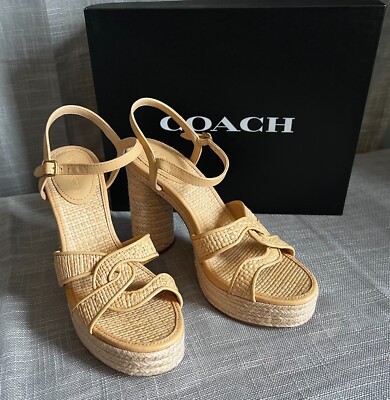 Coach Talina Raffia Platform Sandals Size 8 Brand New w/ Box | eBay