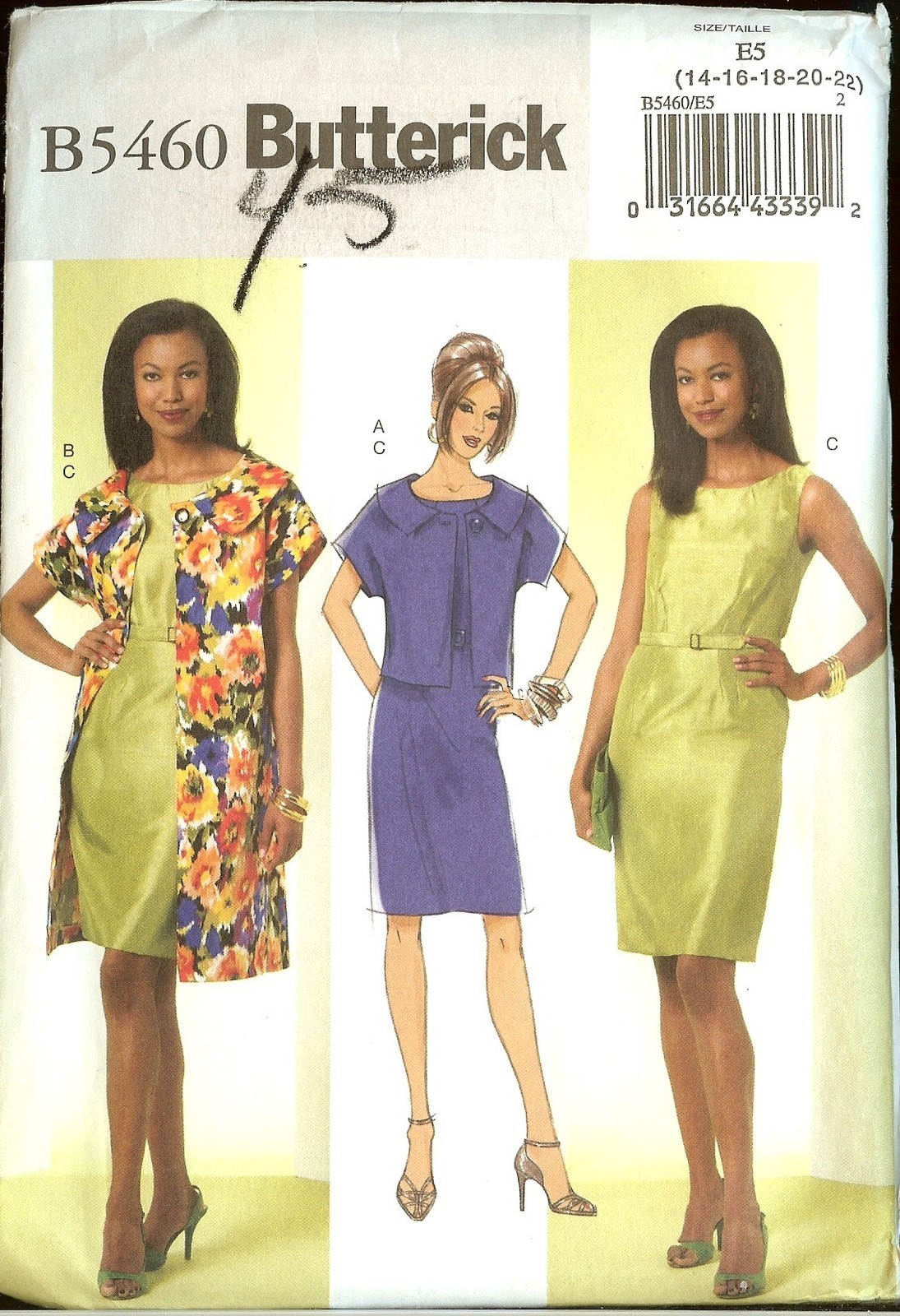 OOP Butterick Sewing Pattern Misses Dress Plus Size 14 - 20 or 14 -22 ...