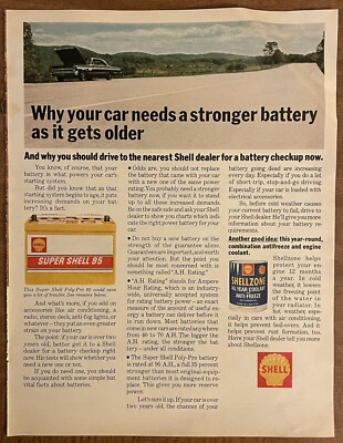 1970 Shell Gas Station Car Battery Coolant Anti-Freeze Vintage Print Ad ...